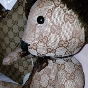 Gucci | Accessories | Custom Made Gucci Teddy Bear In Brown Monogram Gg ...